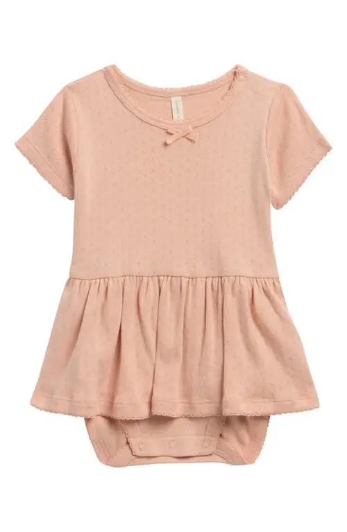 QUINCY MAE Peplum Organic Cotton Pointelle Bodysuit - Melon