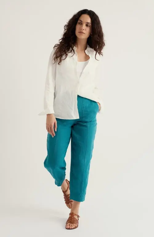 SEASALT CORNWALL Saltings Cropped Linen Pants - Deep Dive