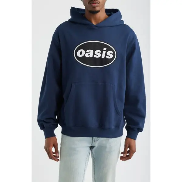 PLEASURES Knebworth Graphic French Terry Hoodie - Navy