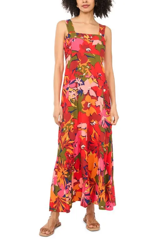 Vince Camuto Printed Sleeveless Maxi Dress - Lobster Red