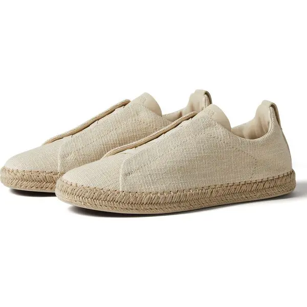 Zegna Linen & Leather Blend Triple Stitch™ Espadrille - Off White