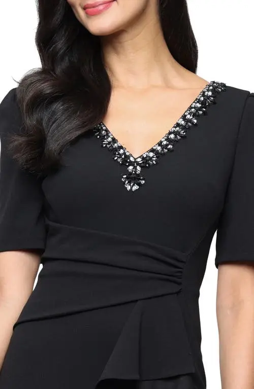 Alex Evenings Embellished Stretch Crepe Gown - Black