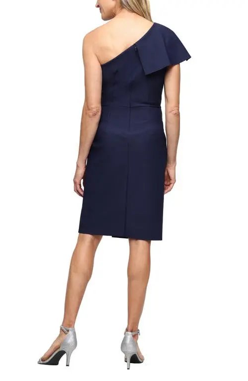 Alex Evenings Pleated One-shoulder Cocktail Dress
