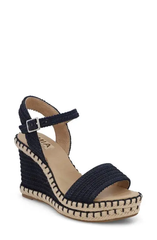 Mia Milazzo Platform Wedge - Navy Raffia