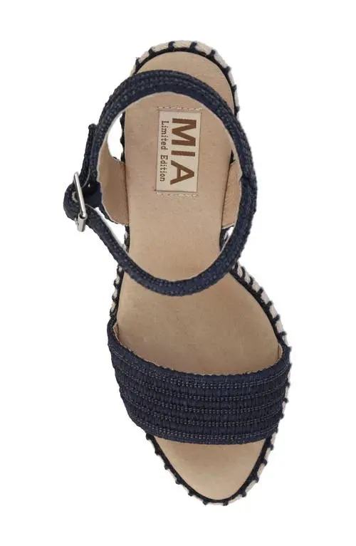 Mia Milazzo Platform Wedge - Navy Raffia