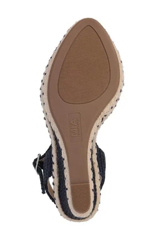 Mia Milazzo Platform Wedge - Navy Raffia