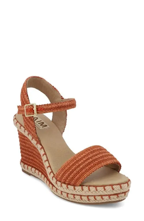 Mia Milazzo Platform Wedge - Rust Raffia