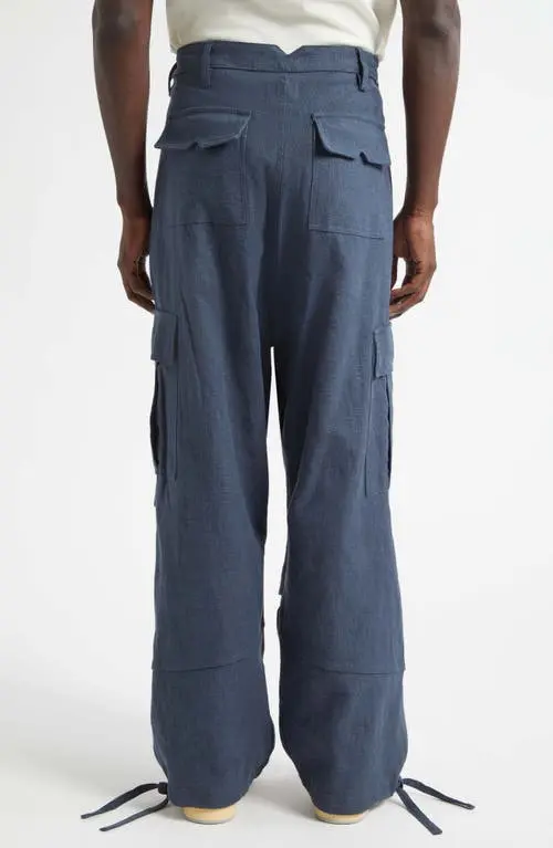 Rhude Linen Parachute Cargo Pants - Navy