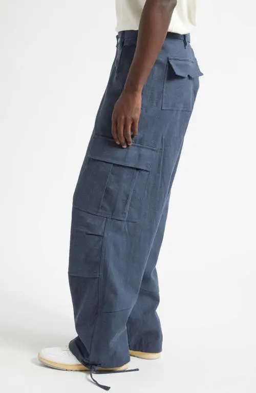 Rhude Linen Parachute Cargo Pants - Navy