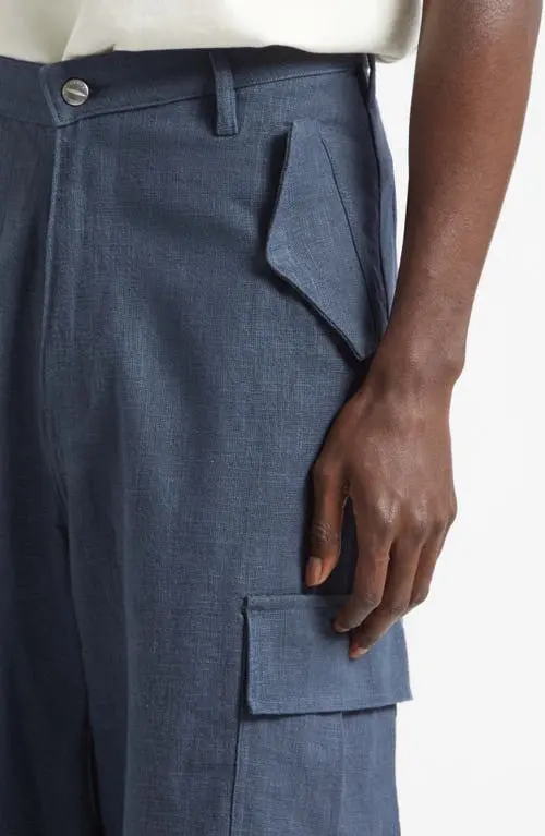 Rhude Linen Parachute Cargo Pants - Navy