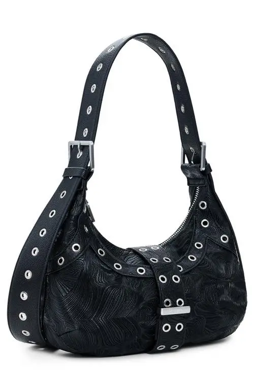 Desigual Grommet Faux Leather Shoulder Bag