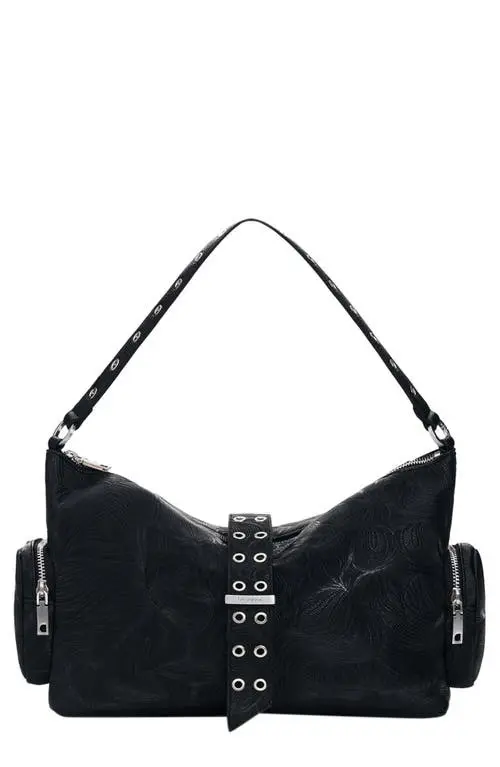 Desigual Embossed Faux Leather Handbag - Black