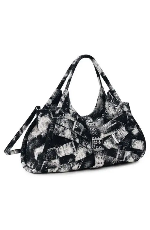 Desigual Buckle Strap Denim Satchel