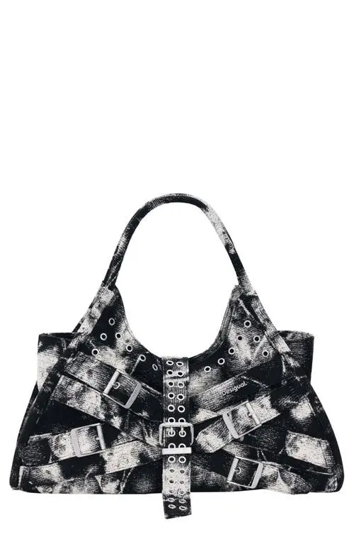 Desigual Buckle Strap Denim Satchel - Multi