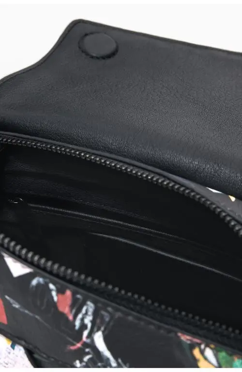 Desigual Floral Pattern Faux Leather Crossbody Bag