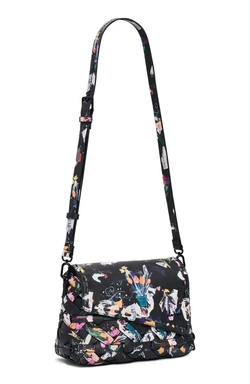 Desigual Floral Pattern Faux Leather Crossbody Bag
