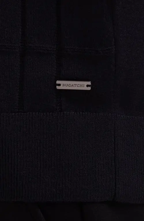 Bugatchi Textured Grid Polo Sweater - Black