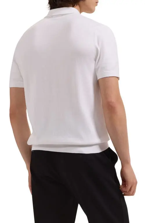 Bugatchi Textured Grid Polo Sweater - White