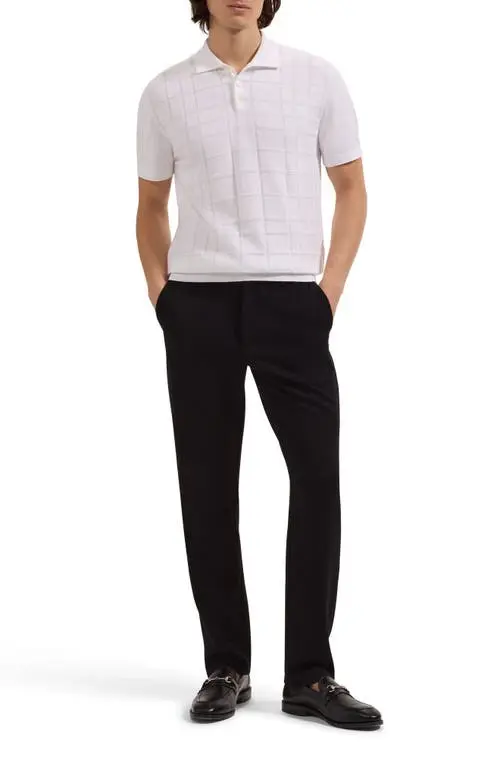 Bugatchi Textured Grid Polo Sweater - White