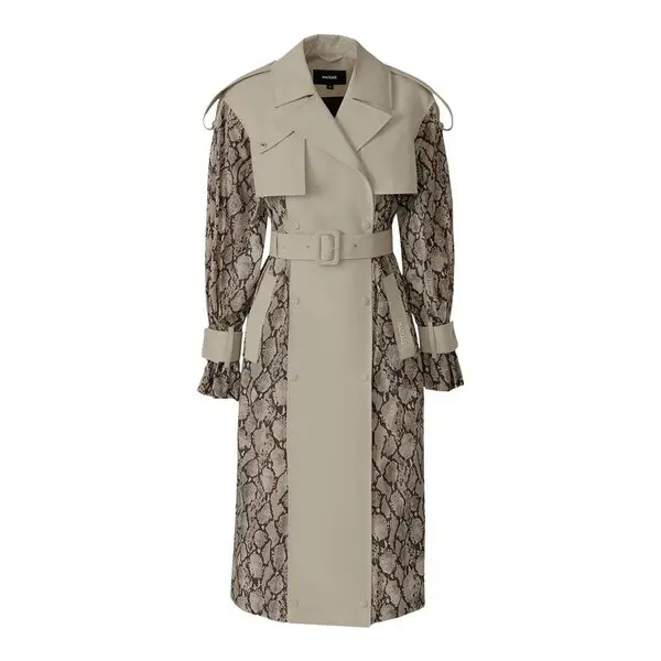 Mackage Zonomi-pr Lightweight Snake Pattern Trench Coat - Taupe Snake