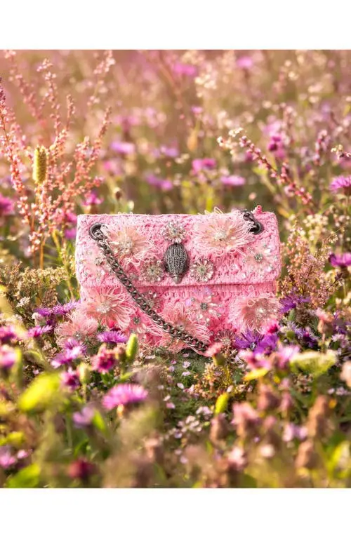 Kurt Geiger Mini Kensington Raffia Convertible Shoulder Bag - Pink