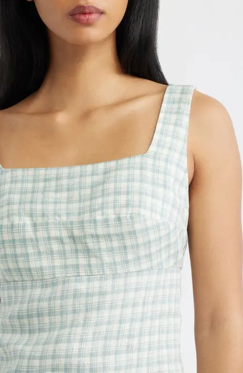 REFORMATION Clarence Check Linen Top - Zephyr Check