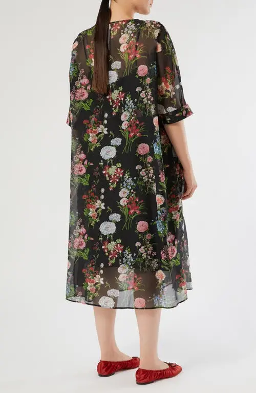 Marina Rinaldi Floral Print Voile Midi Dress