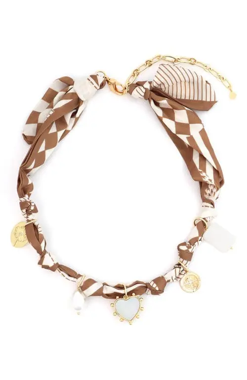 PANACEA Charm Scarf Necklace - Brown