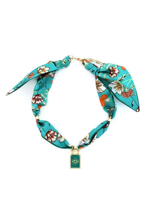 PANACEA Scarf Necklace With Eye Charm - Green