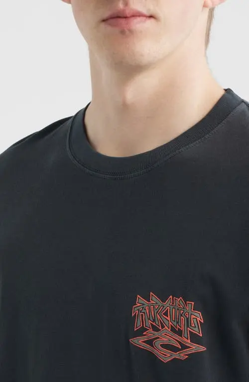 Rip Curl Liquid Trips Arch Cotton Graphic T-shirt - Washed Black