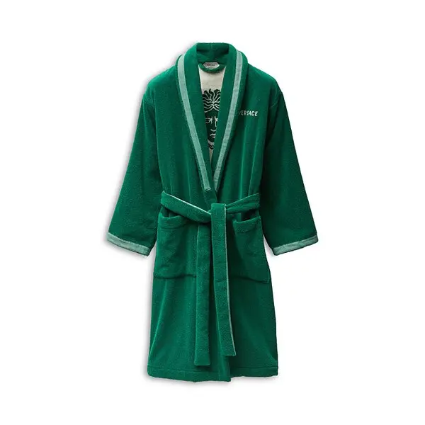 Versace Terry Medusa Jacquard Bathrobe - Green/white
