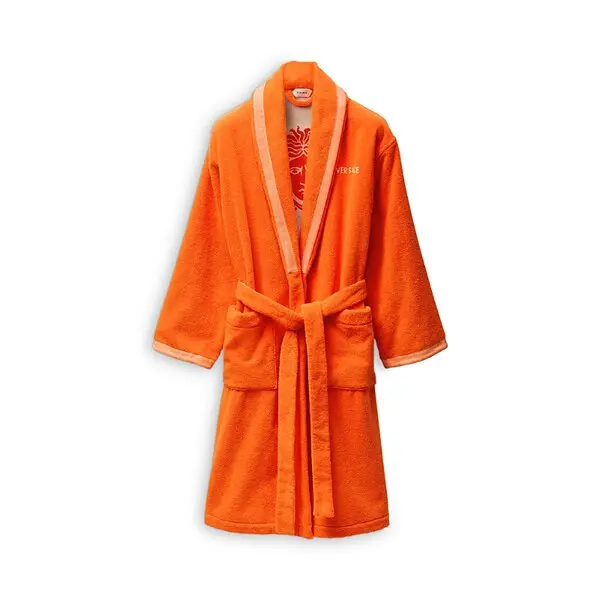Versace Terry Medusa Jacquard Bathrobe - Orange/white