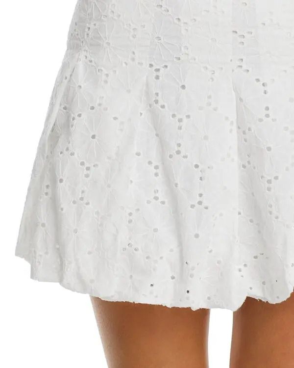 Aqua Eyelet Bubble Mini Skirt