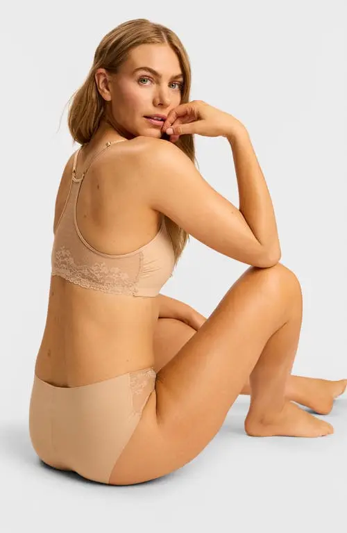Commando Double Take Racerback Microfiber & Lace Bra - Beige