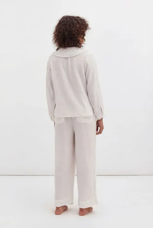 Desmond & Dempsey Fancy Collar & Pocket Trouser Pajama Set