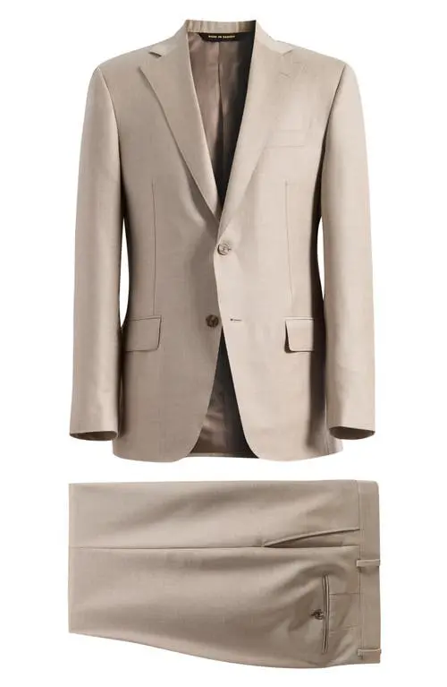 HERITAGE GOLD Tan Wool & Cashmere Serge Suit - Taupe