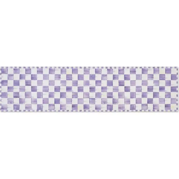 MACKENZIE-CHILDS Checkerboard Machine Washable Runner Rug - Violet