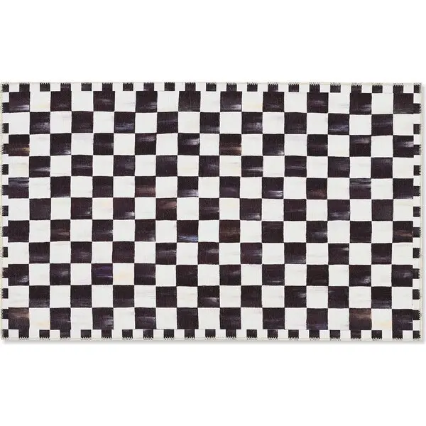 MACKENZIE-CHILDS Courtly Checkered Machine Washable Rug - Black