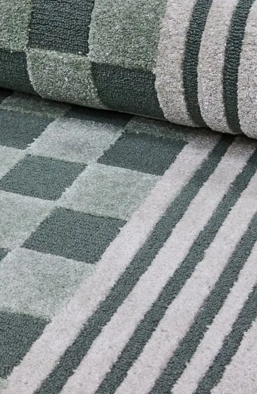 MACKENZIE-CHILDS Green Tonal Check Rug