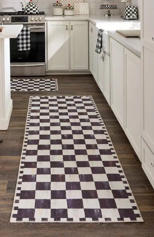 MACKENZIE-CHILDS Courtly Checkered Machine Washable Runner Rug