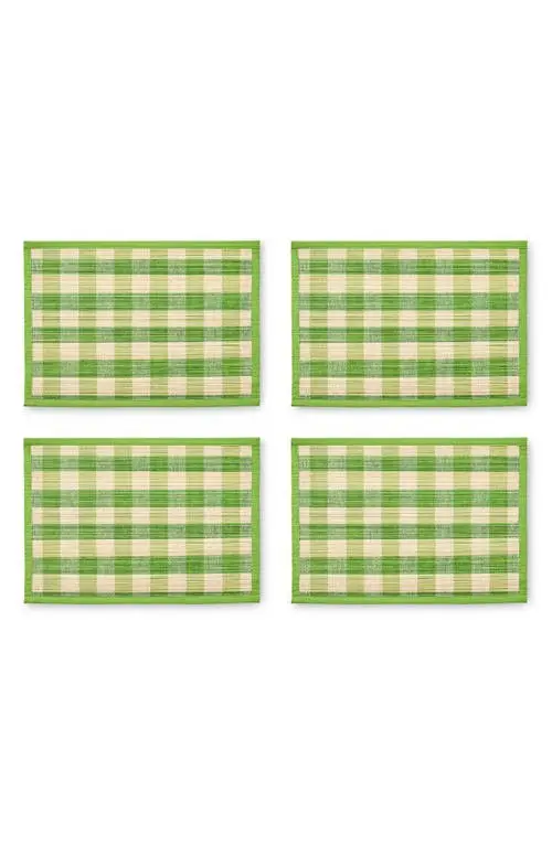 MACKENZIE-CHILDS Woven Check Set Of 4 Straw Placemats - Green