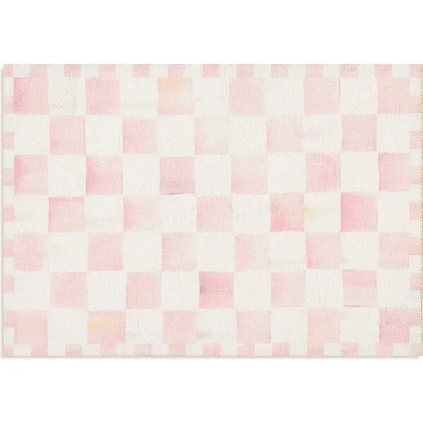 MACKENZIE-CHILDS Checkerboard Machine Washable Rug - Rosy