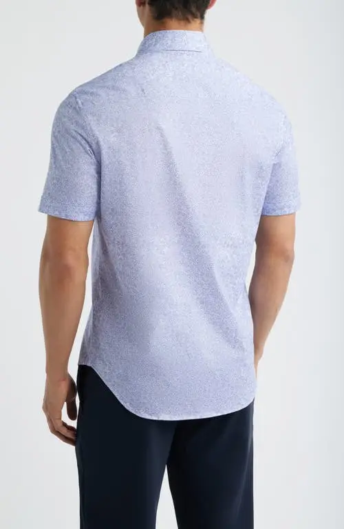 Bugatchi Miles Ooohcotton® Floral Short Sleeve Button-up Shirt - Orchid