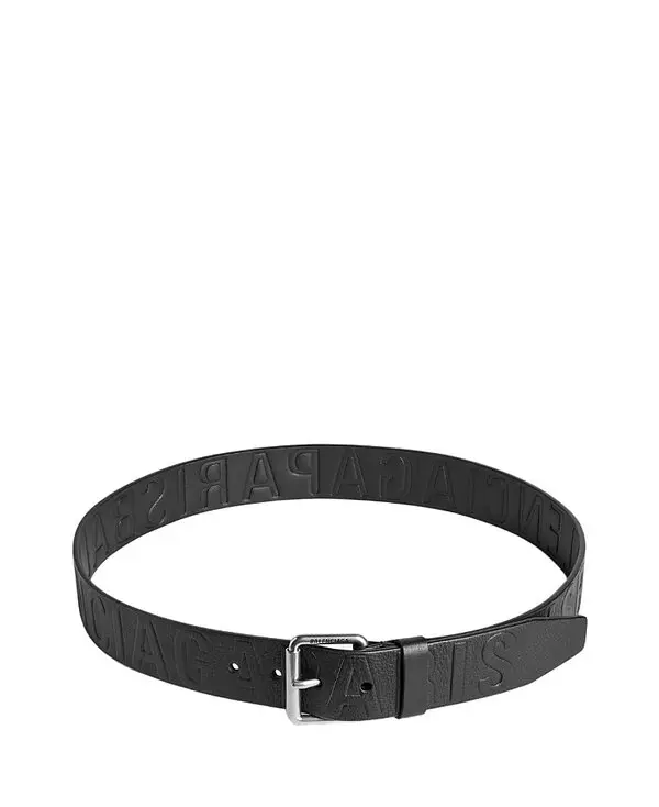 Balenciaga Debossed Logo Belt - Black