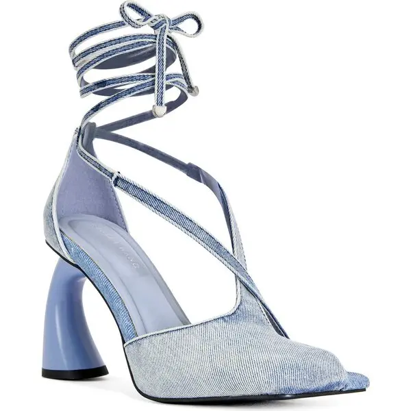 AZALEA WANG Ankle Wrap Sandals - Denim