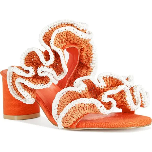 AZALEA WANG Chahna Block Heel Sandal - Orange