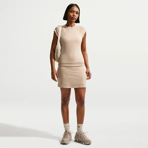 Nike Sportswear Chill Knit Mid-rise Ribbed Skort - Brown