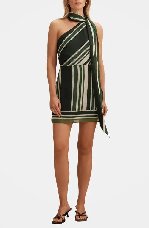 EVER NEW Trudy One-shoulder Minidress - Verde Stripe
