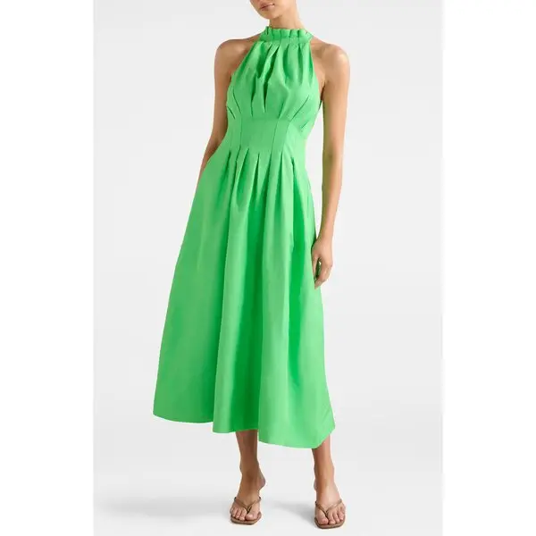 EVER NEW Miller Pleated Midi Dress - Shamrock