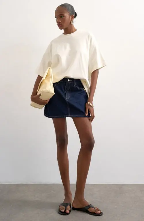Topshop Plemet Cotton Denim Miniskirt - Mblue